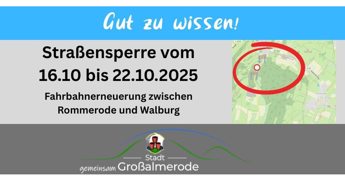 Straßensperre wegen Fahrbahnerneuerung | Startseite
